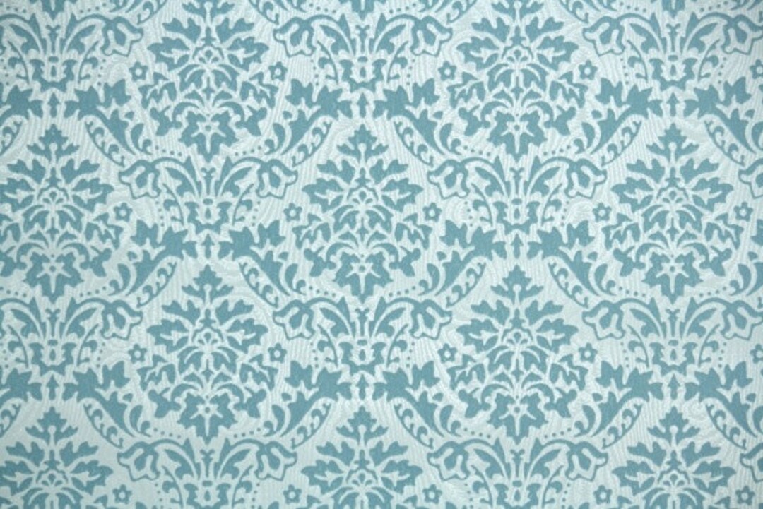 Retro Flock Wallpaper by the Yard- 1970s Blue Damask Flock - Etsy