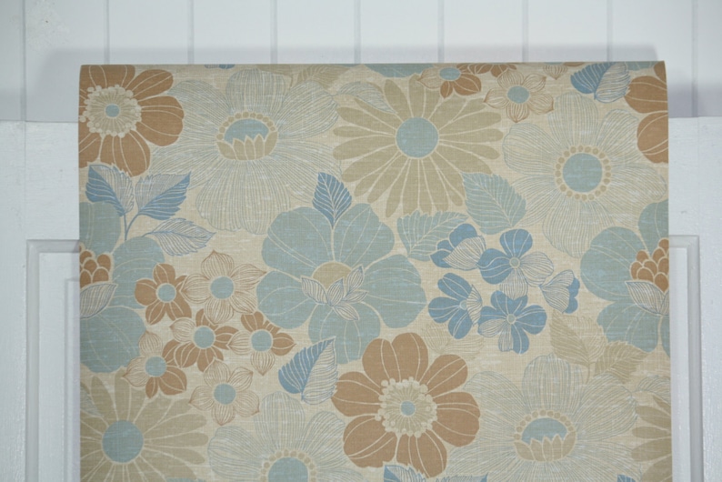 Retro Wallpaper by the Yard 70s Vintage Wallpaper 1970s Blue - Etsy