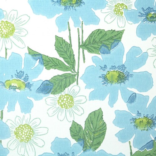 Retro Wallpaper by the Yard 70s Vintage Wallpaper 1970s Blue - Etsy