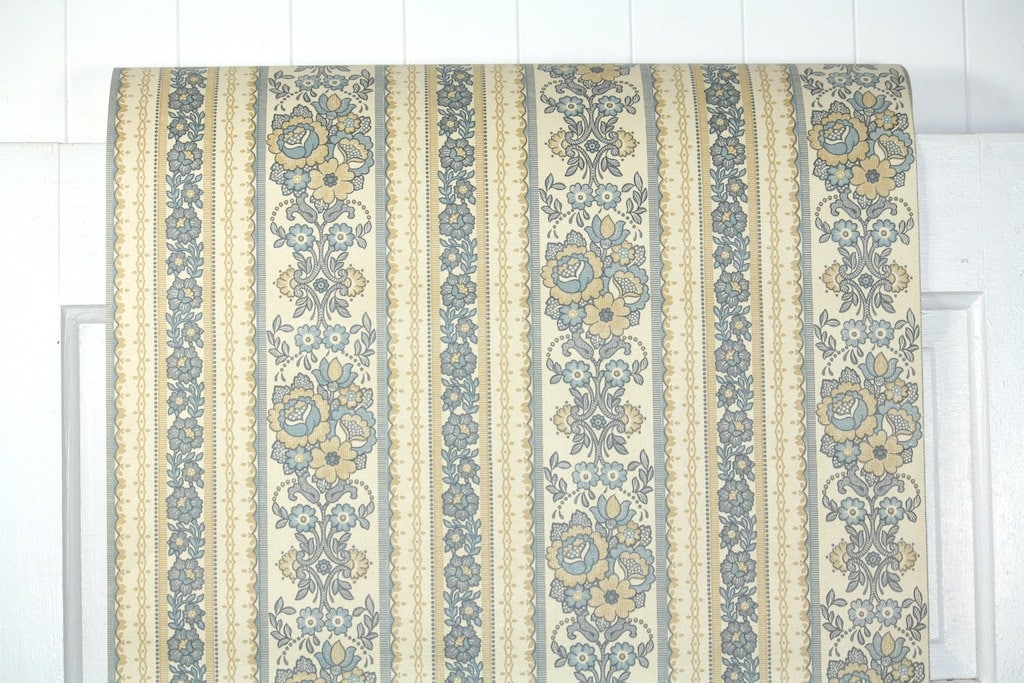 Retro Wallpaper by the Yard 70s Vintage Wallpaper 1970s Blue - Etsy
