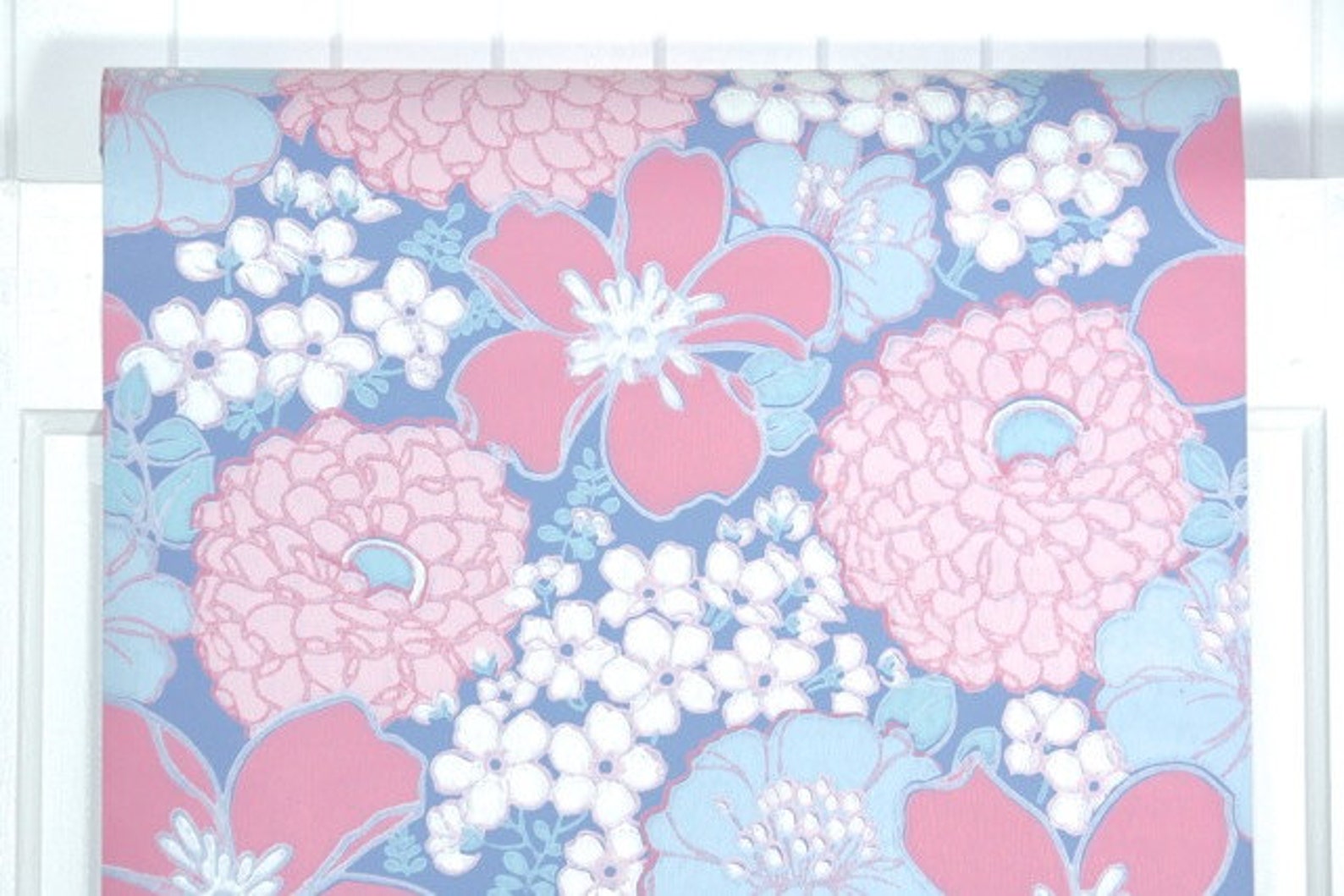 Retro Wallpaper by the Yard 70s Vintage Wallpaper 1970s Pink - Etsy