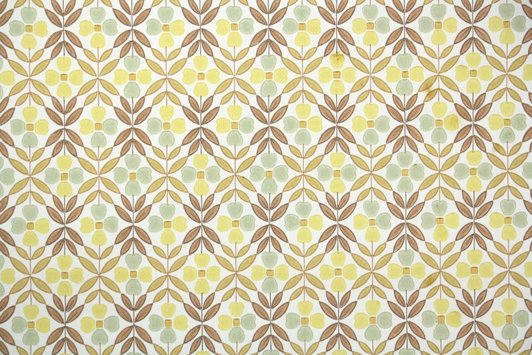 Retro Wallpaper by the Yard 60s Vintage Wallpaper - 1960s Yellow and ...