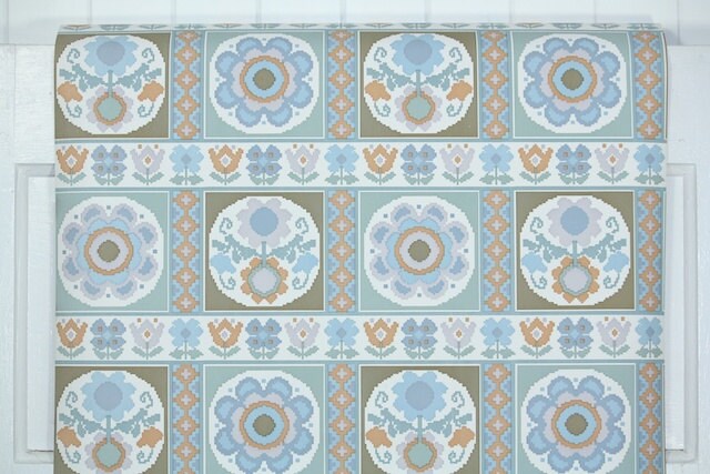 Retro Wallpaper by the Yard 70s Vintage Wallpaper 1970s Blue | Etsy