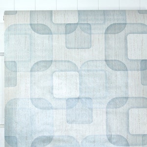 1970s Vintage Wallpaper by the Yard - Blue and Gray Mod Geometric - Etsy