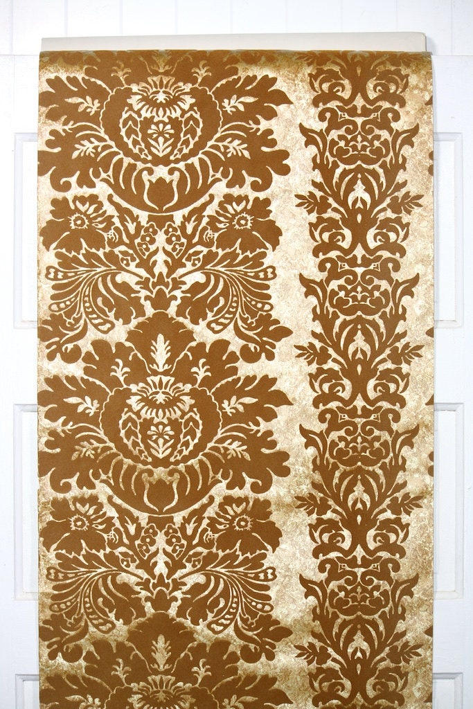 Retro Flock Wallpaper by the Yard Vintage Flock Wallpaper | Etsy