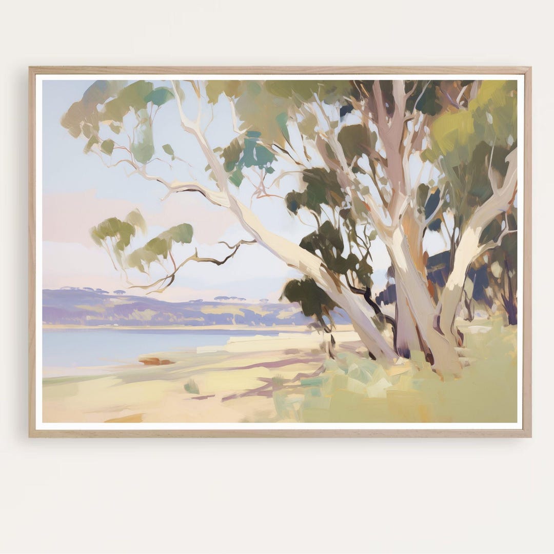 Australian Gum Tree Landscape Print, Watercolor Painting, Australia ...