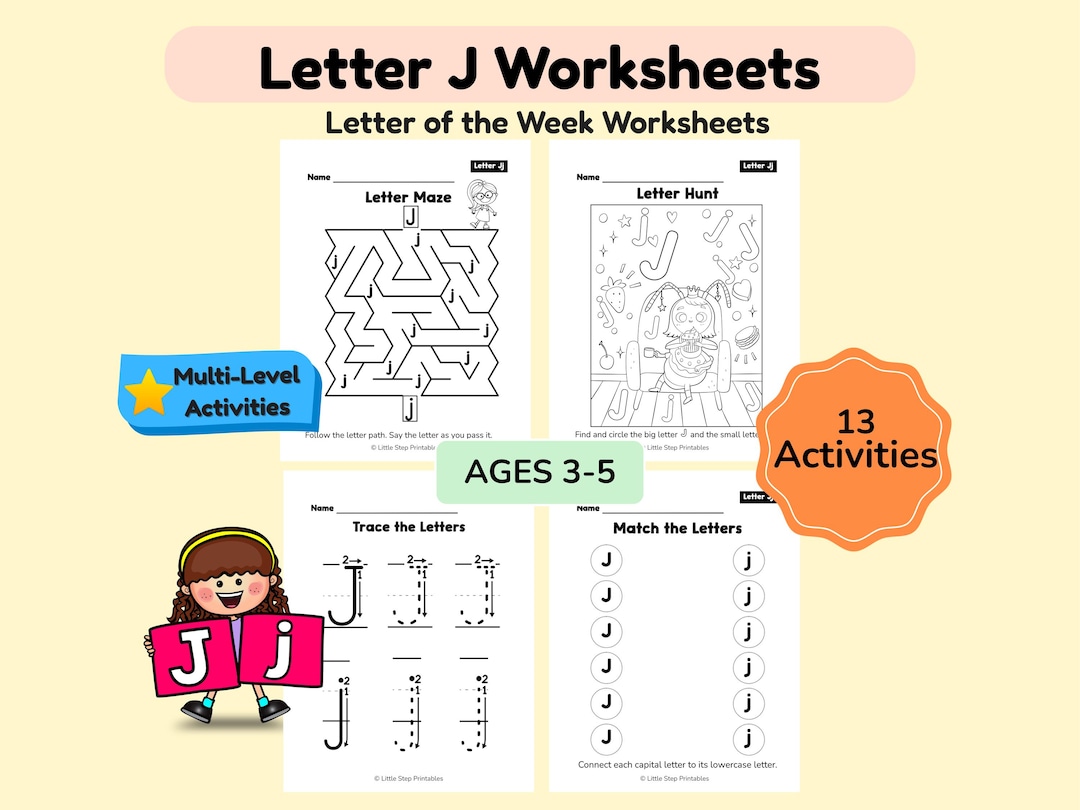 Letter of the Week J Worksheets for Preschool Curriculum , Alphabet ...
