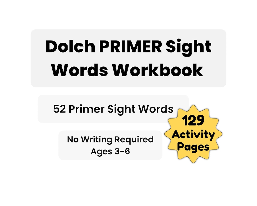 Dolch Primer Sight Words Workbook | High-frequency Words | Instant ...