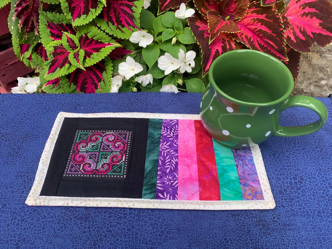 Batik Cotton Fabric Hmong Cross Stitch Lace Rick Rack Mug Rug Coaster ...