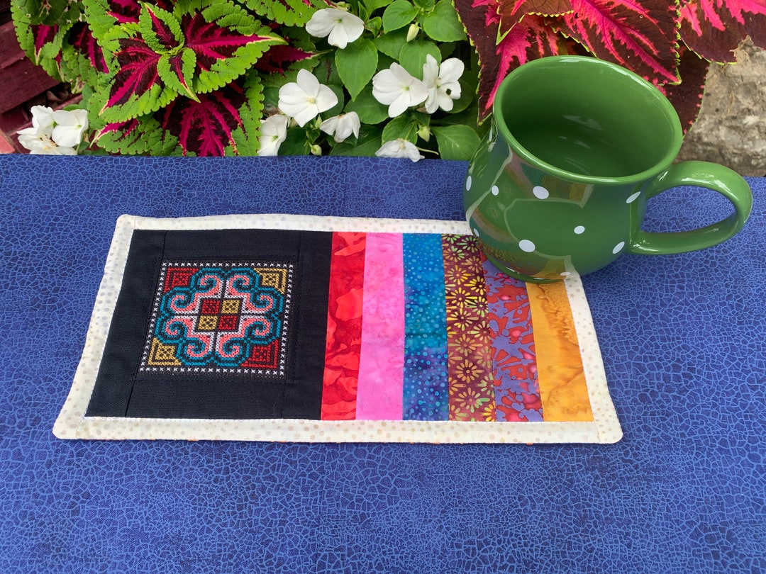 Batik Cotton Fabric Hmong Cross Stitch Lace Rick Rack Mug Rug Coaster ...