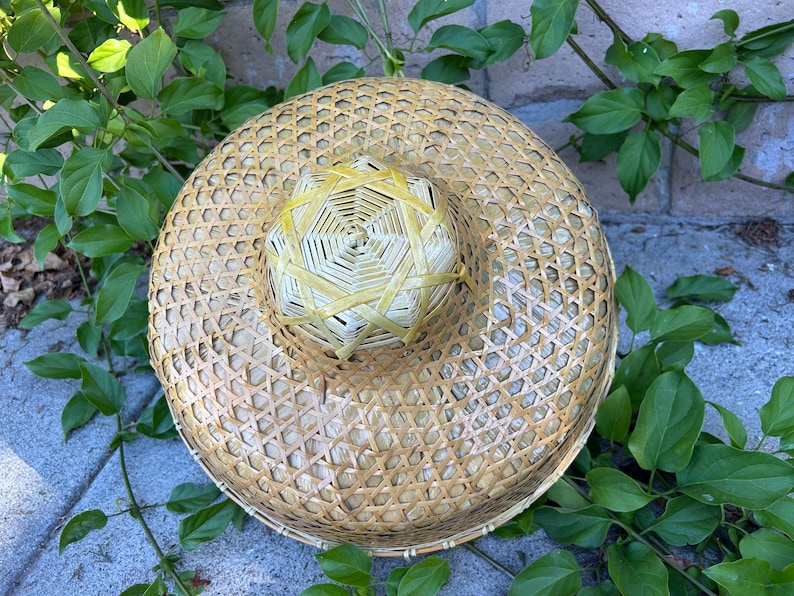 Bamboo Woven Straw Asian Sun Hat Traditional Chinese Farmer's Cap - Etsy