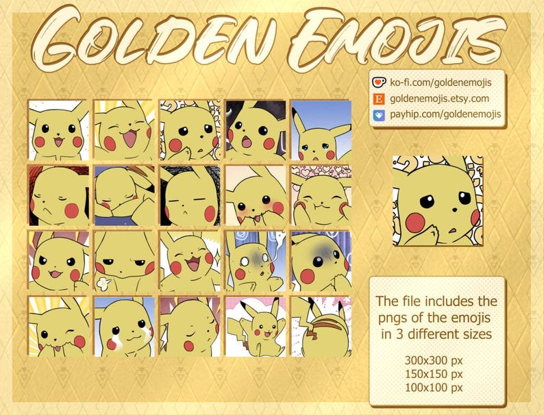 M Pikachu Emojis 01 | Icons - Etsy
