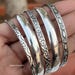 Sterling Silver Bangle Set, Textured Minimalist Boho Bangles - Etsy