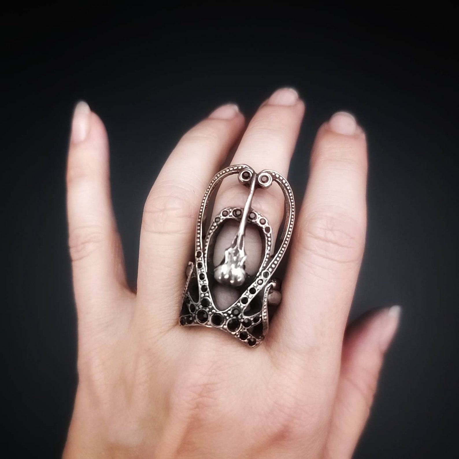 Nouveau Hummingbird Ring. Hummingbird Skull Ring.. Made to Order - Etsy