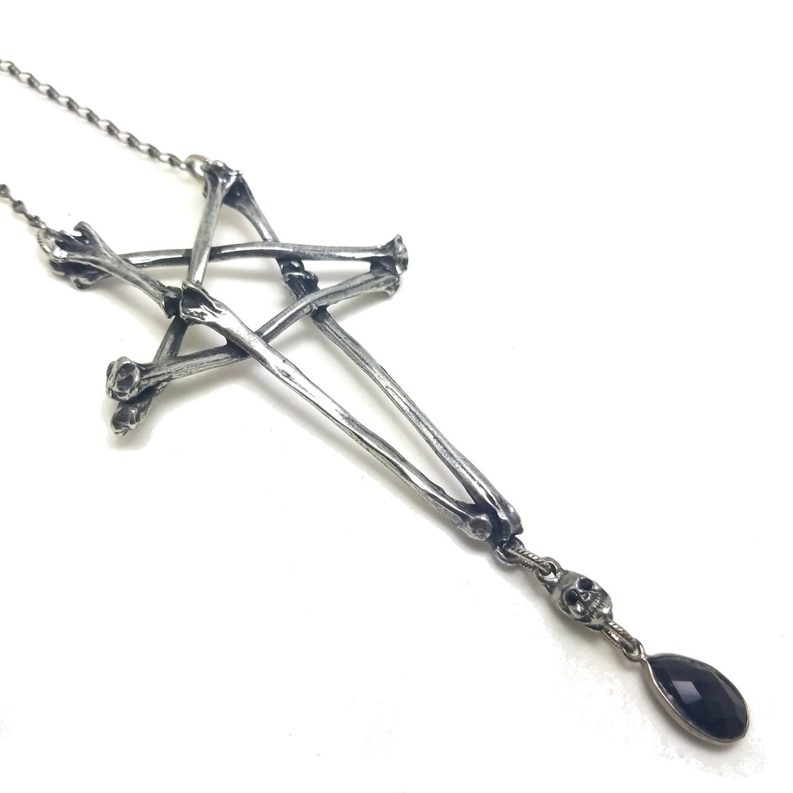 Dark Star Necklace. Bones. Skull. Pentagram. Chicken Bones. - Etsy