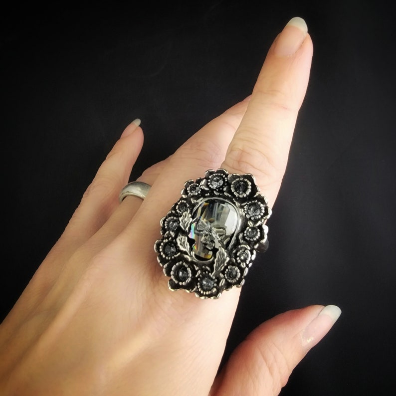 Crystal Skull Ring - Etsy