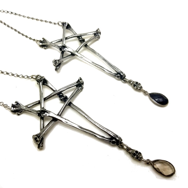 Dark Star Necklace. Bones. Skull. Pentagram. Chicken Bones. - Etsy
