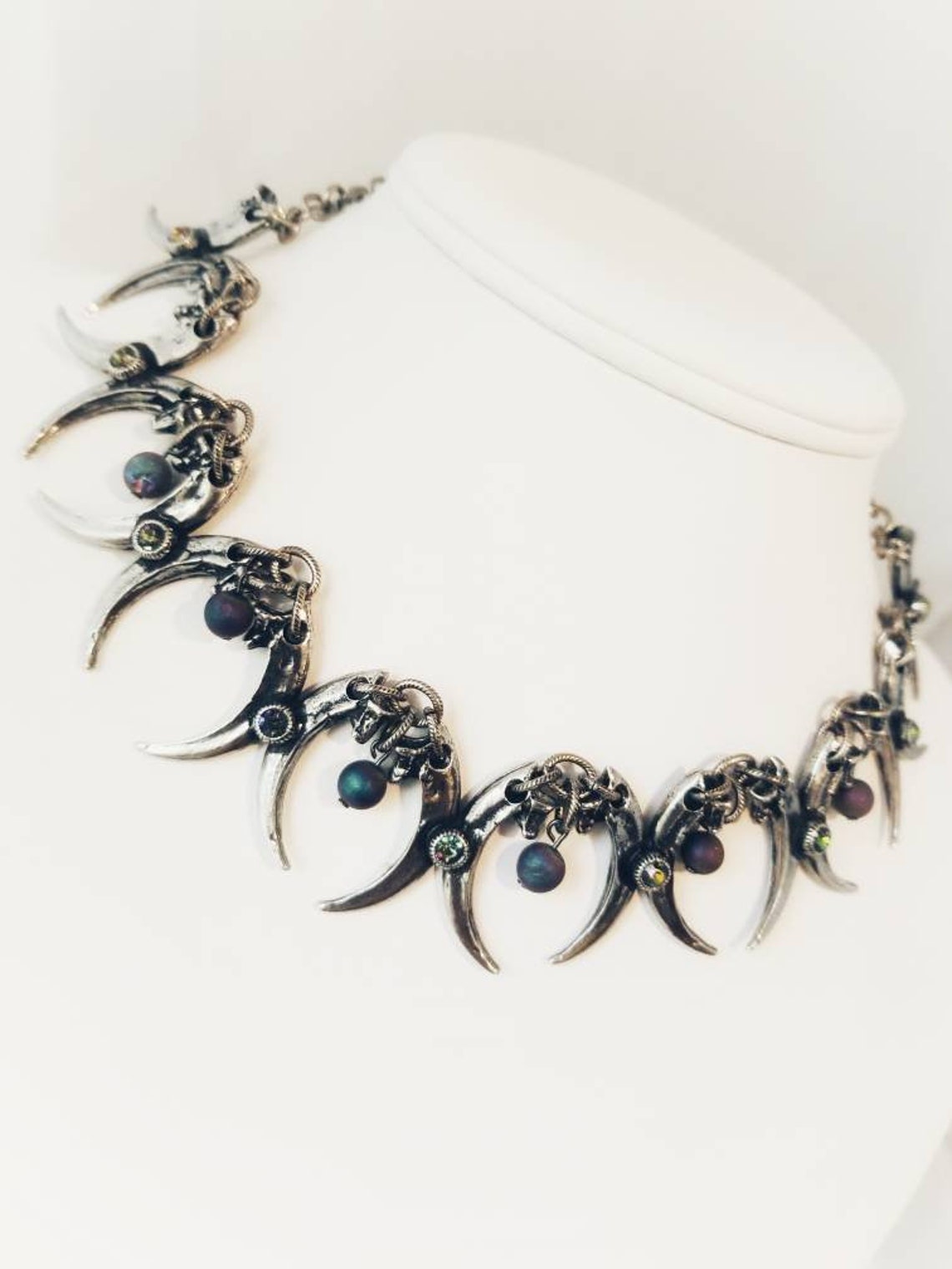 Raven Collar. Raven Claw Necklace. Drusy Beads. Bird Claws. - Etsy