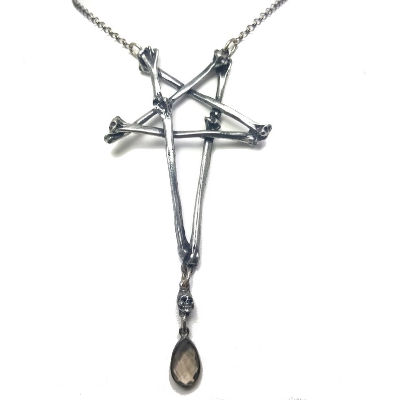 Dark Star Necklace. Bones. Skull. Pentagram. Chicken Bones. - Etsy