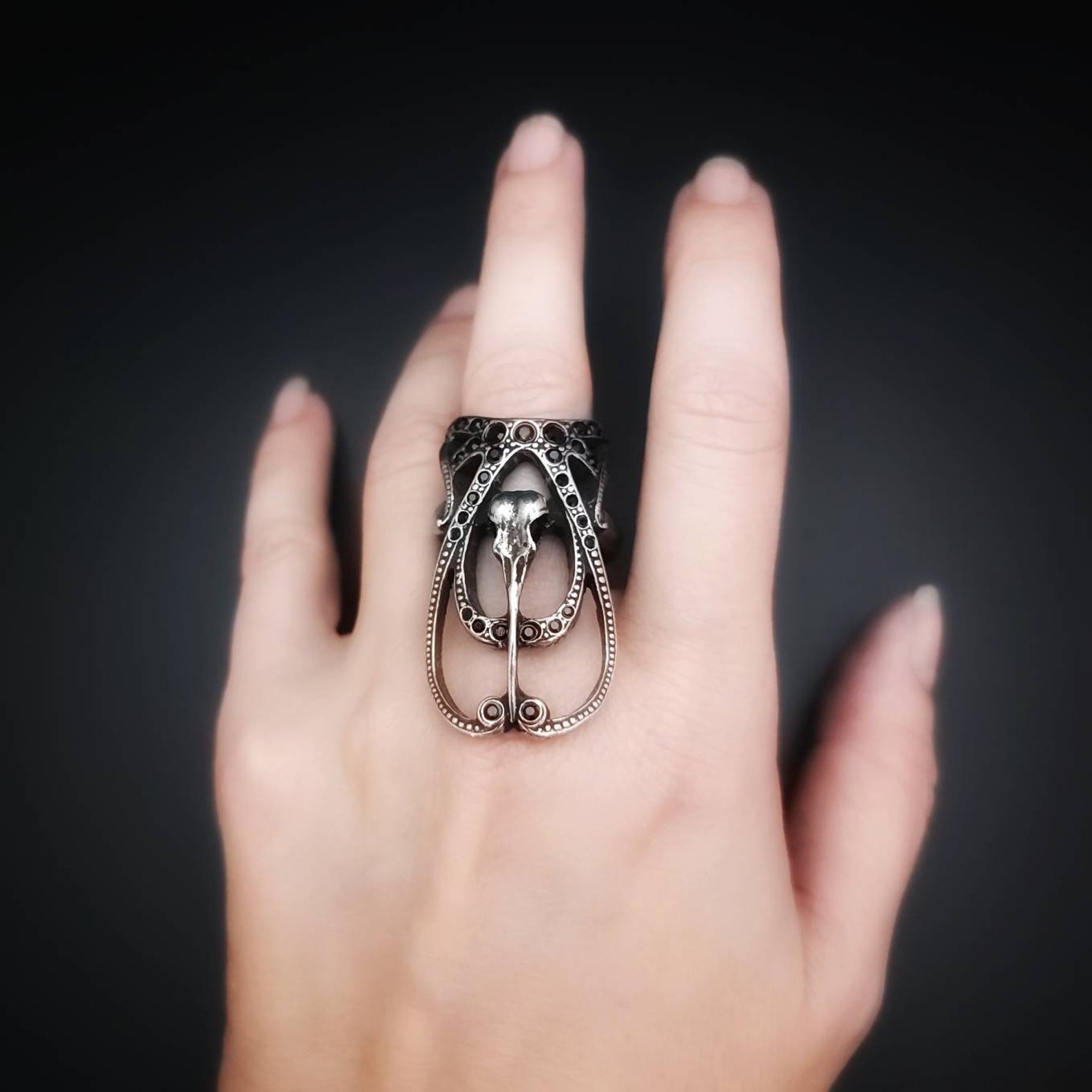 Nouveau Hummingbird Ring. Hummingbird Skull Ring.. Made to Order - Etsy