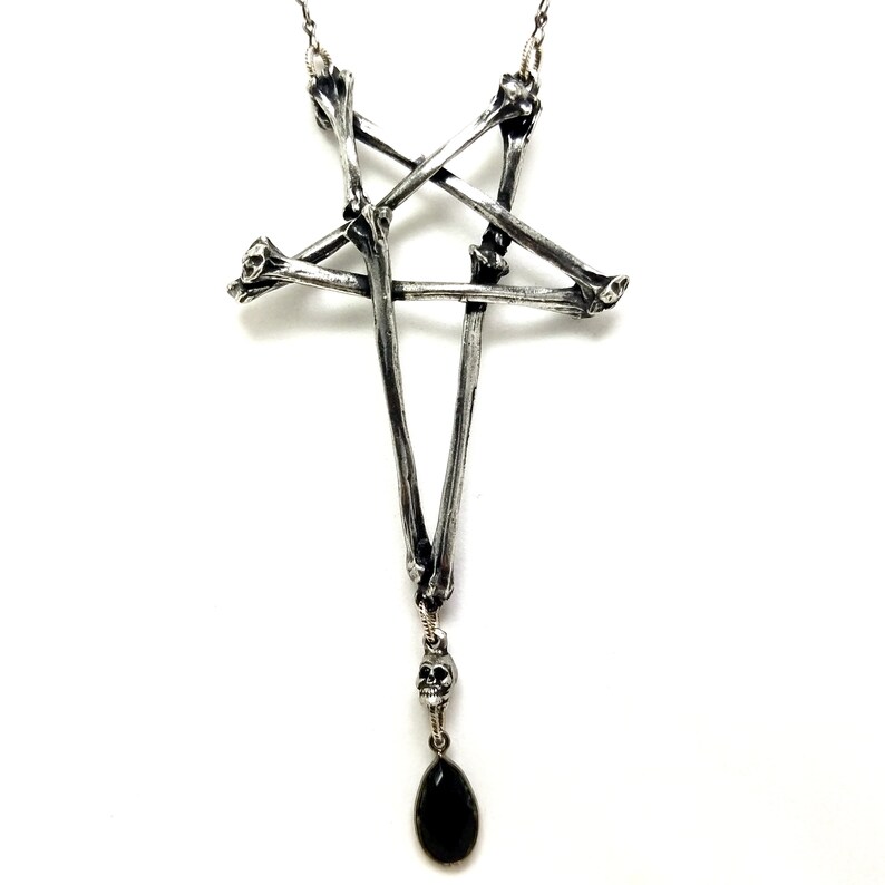 Dark Star Necklace. Bones. Skull. Pentagram. Chicken Bones. - Etsy