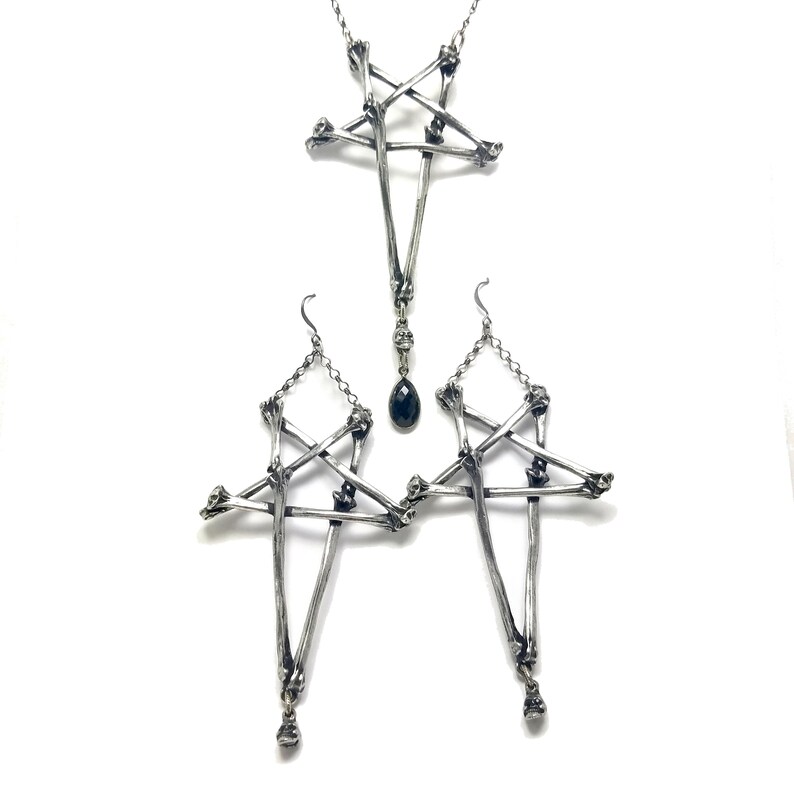 Dark Star Necklace. Bones. Skull. Pentagram. Chicken Bones. - Etsy