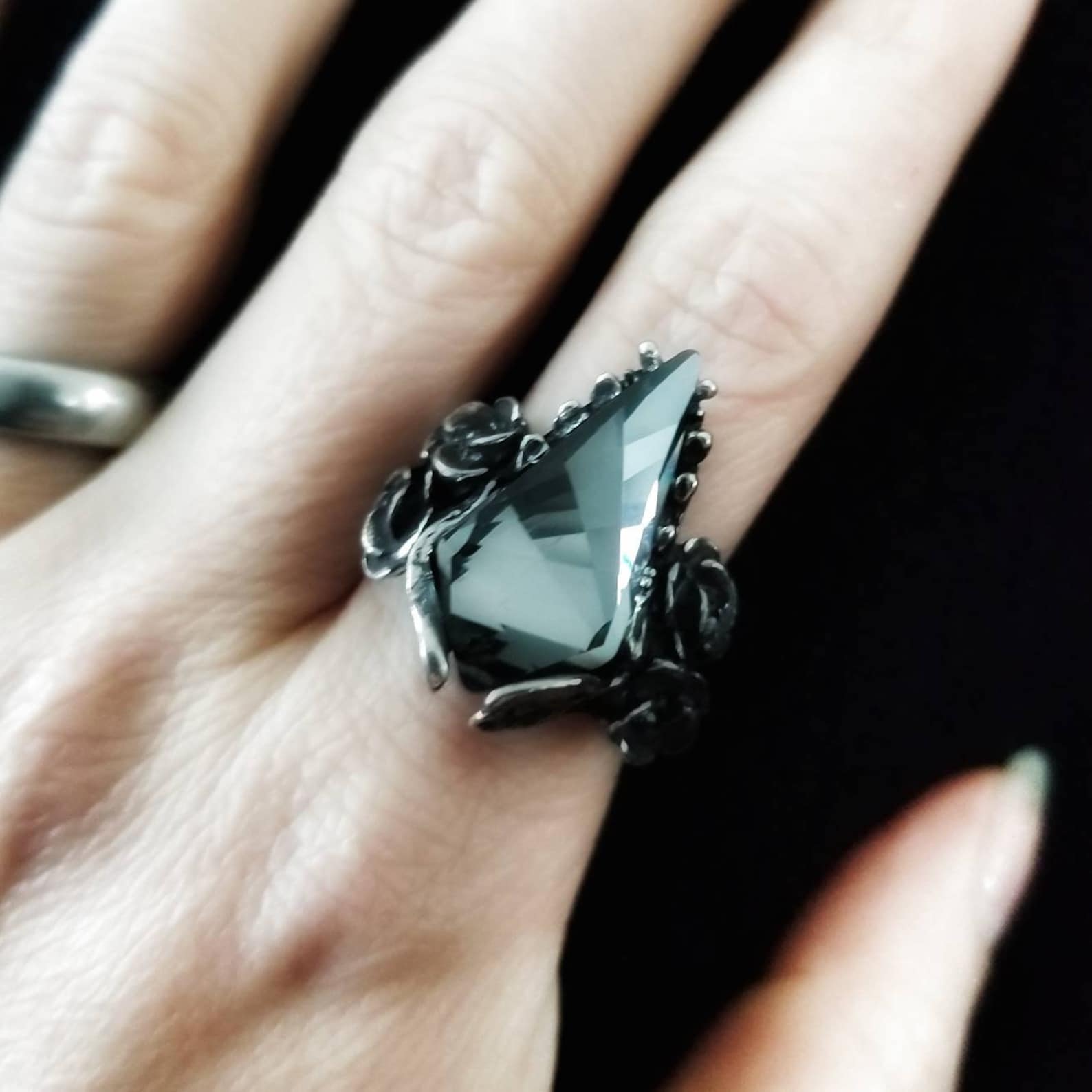 Crystal Bat Jaw Ring. Made to Order - Etsy