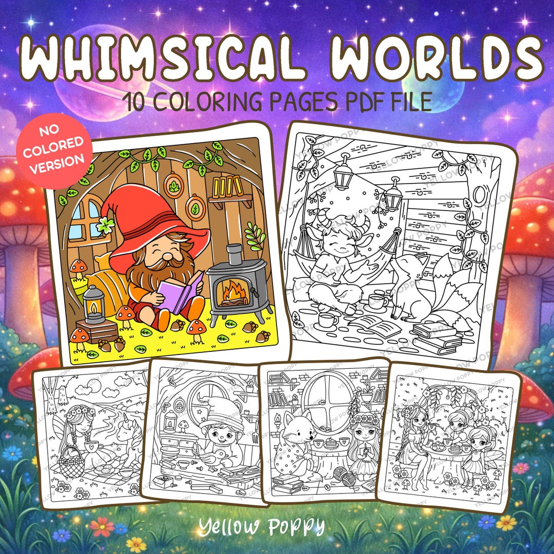 Whimsical Worlds - Colouring Pages - Instant Digital PDF Download ...