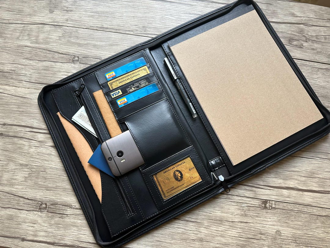 Leder-Portfolio mit Reißverschluss, personalisierte Hülle, A4 ...