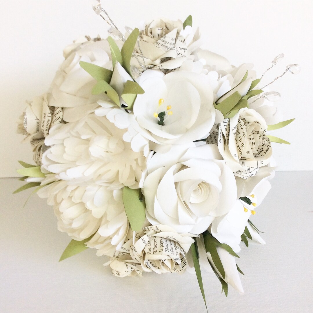 Book Page Flower Bouquet: Literary Wedding Roses, Paper Anniversary ...
