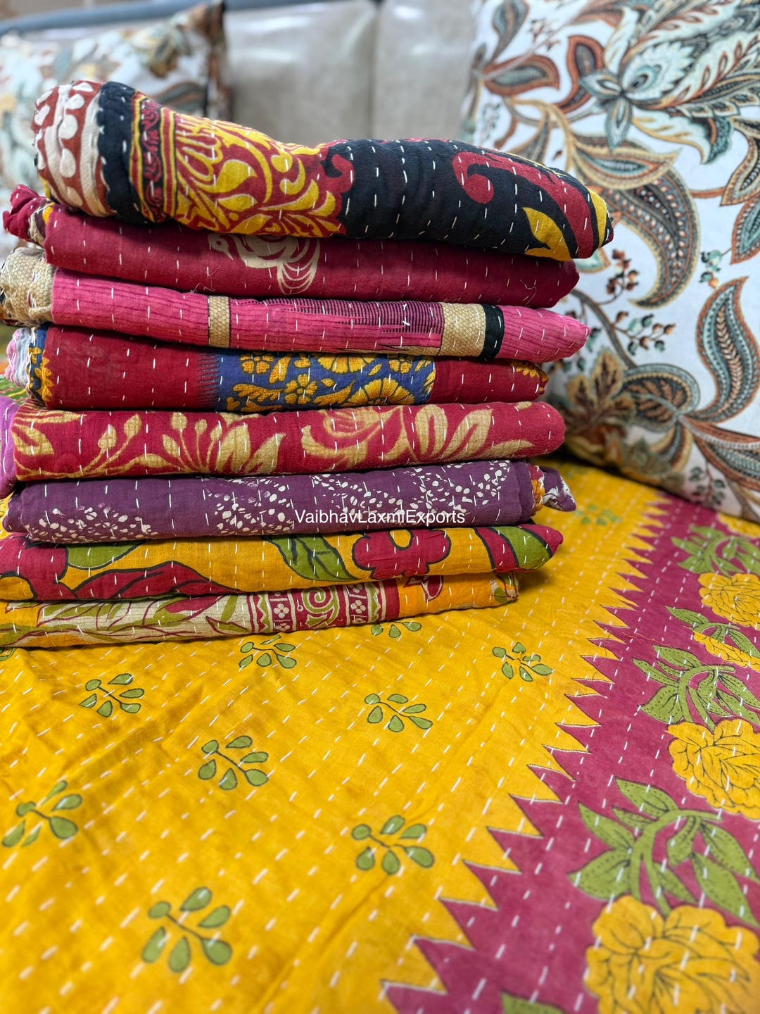 Vintage Kantha Quilt, Indian Sari Quilt Kantha Throw Blanket, Antique ...