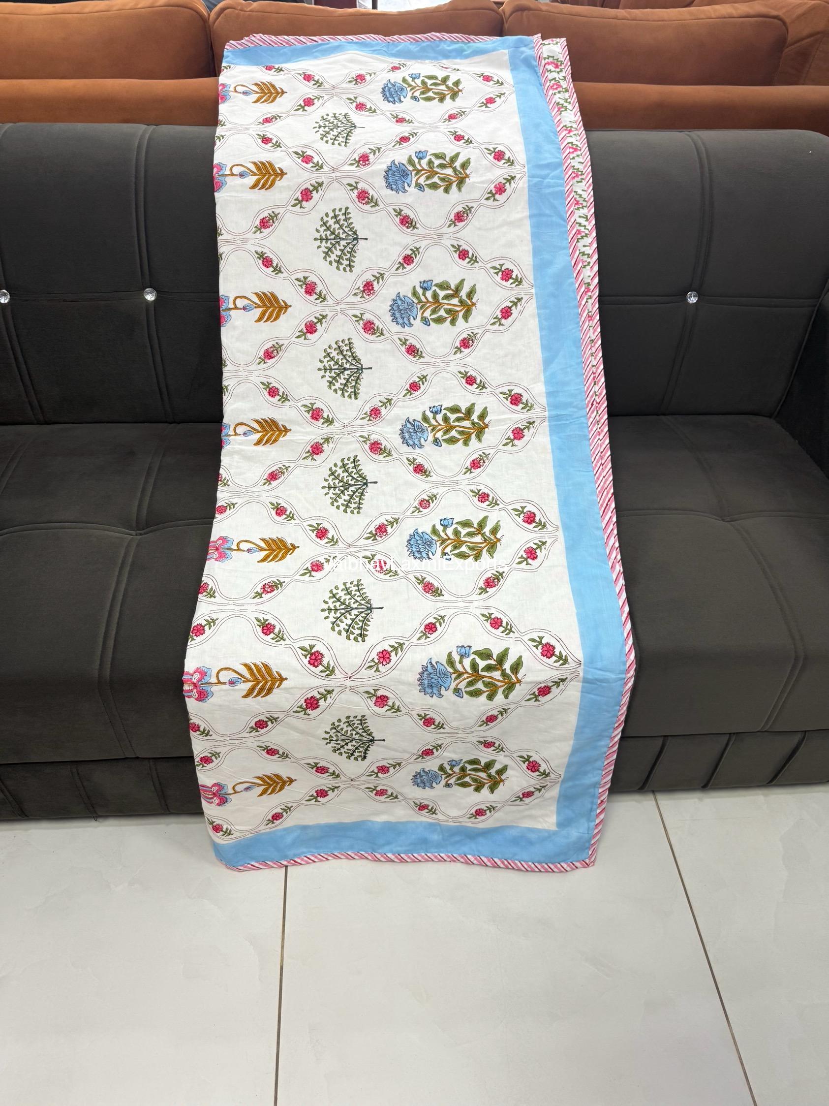 Reversible Floral Cotton Dohar | Hand Block Print AC Blanket | Soft ...