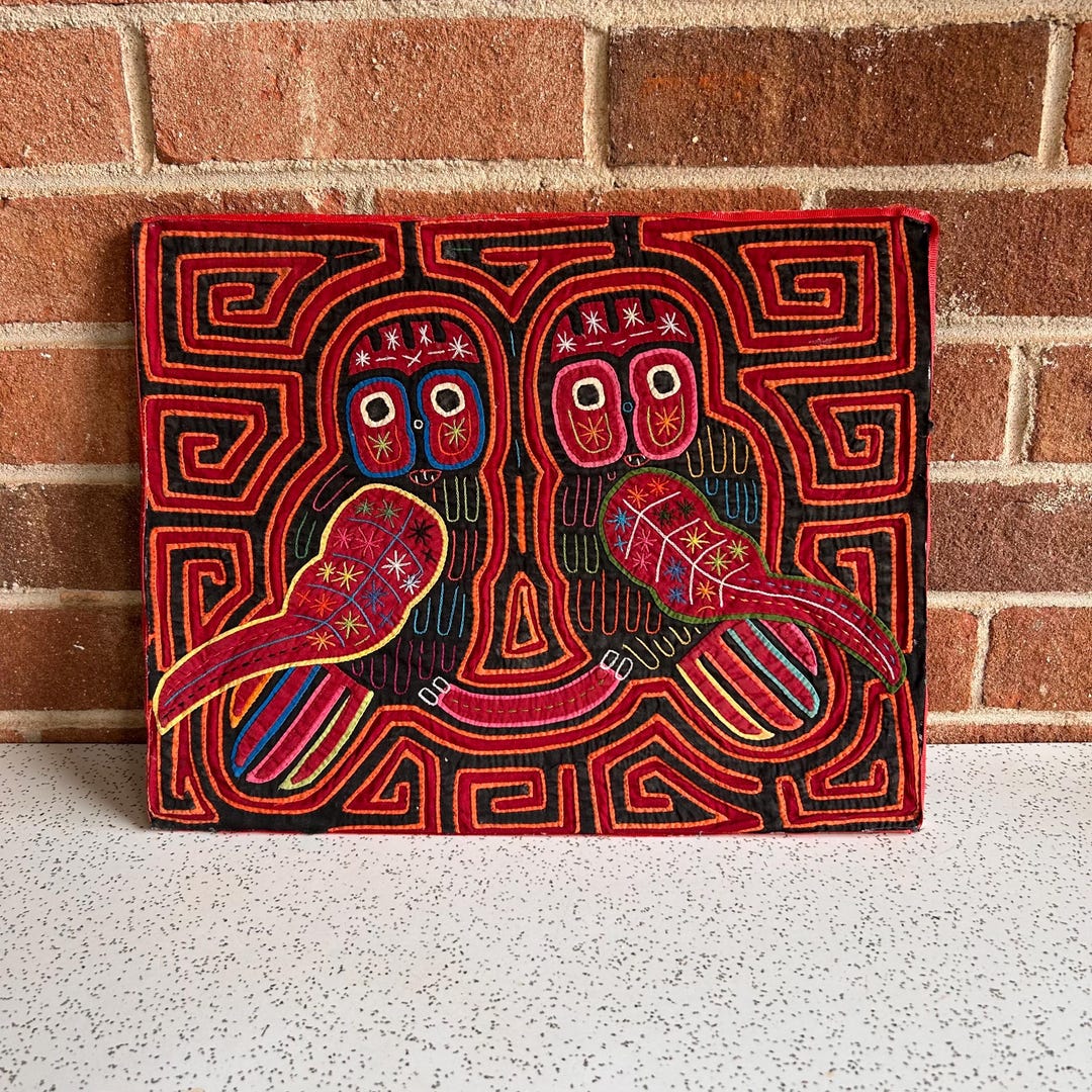 Vintage Mola Owls Textile Folk Art Fabric Swatch, Mola Owl Pair - Etsy