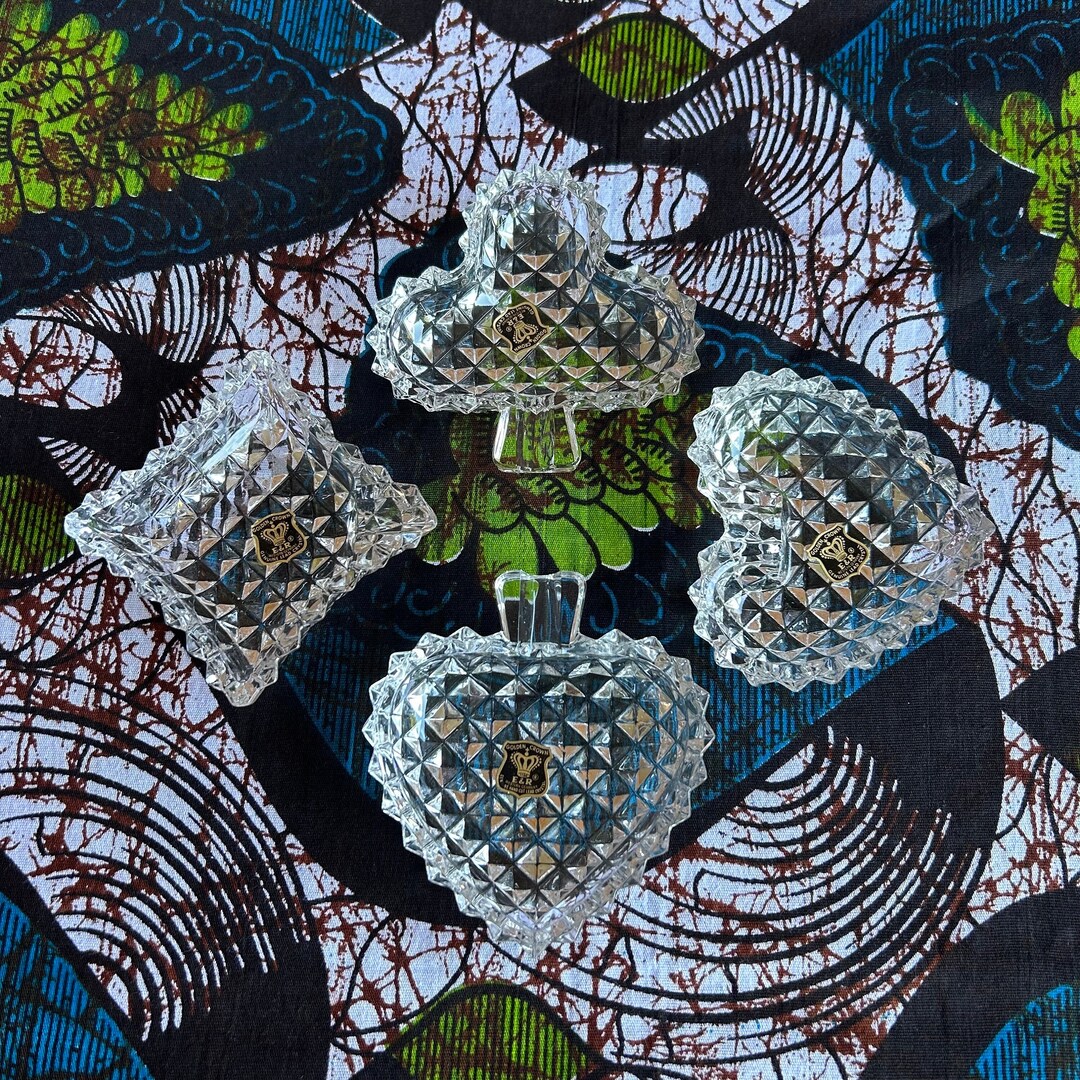 Vintage Lead Crystal Poker Shaped Ashtray Set Made in West Germany, MCM ...