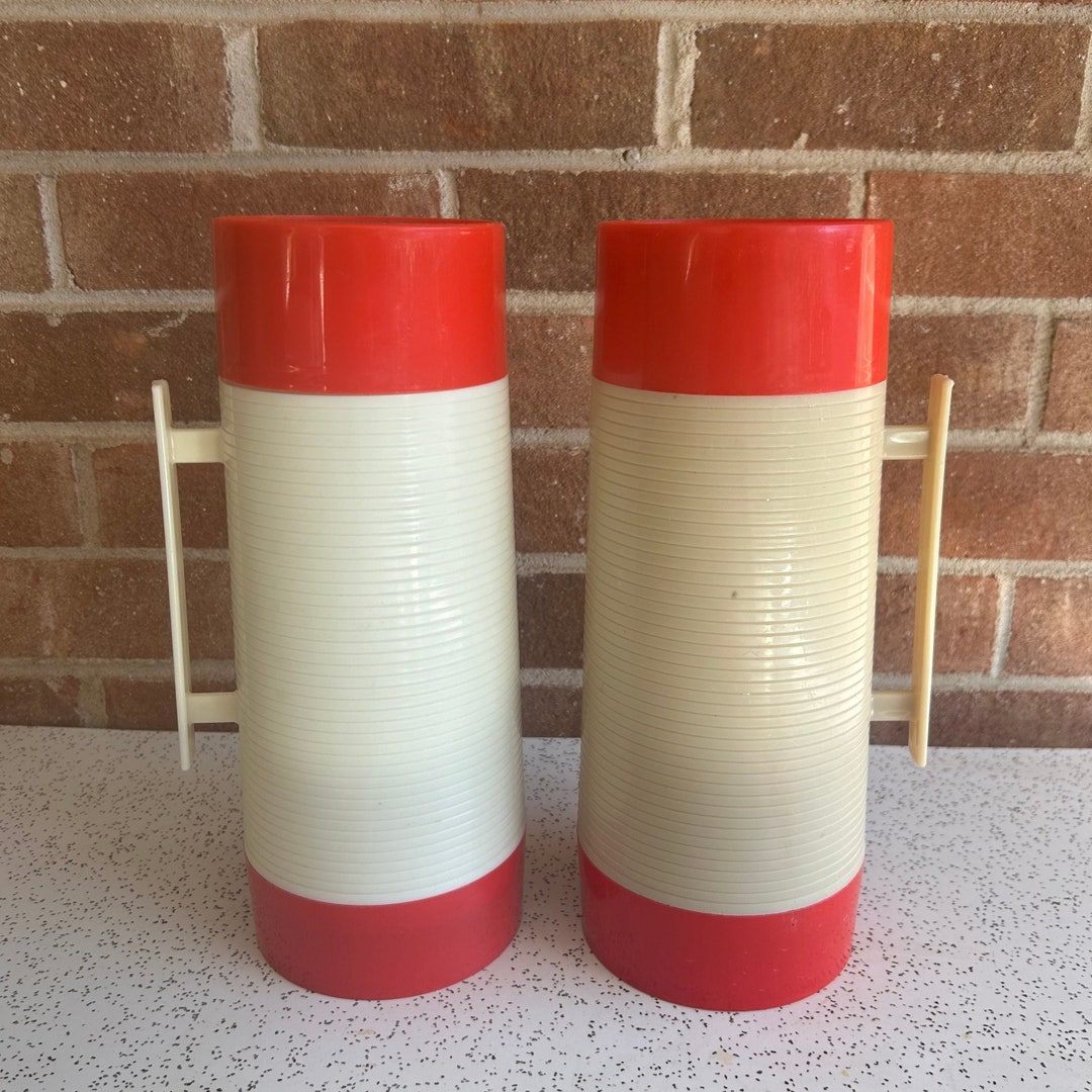 Vintage Aladdin Red Beige Dura Clad Hy-lo Vacuum Bottle - Etsy
