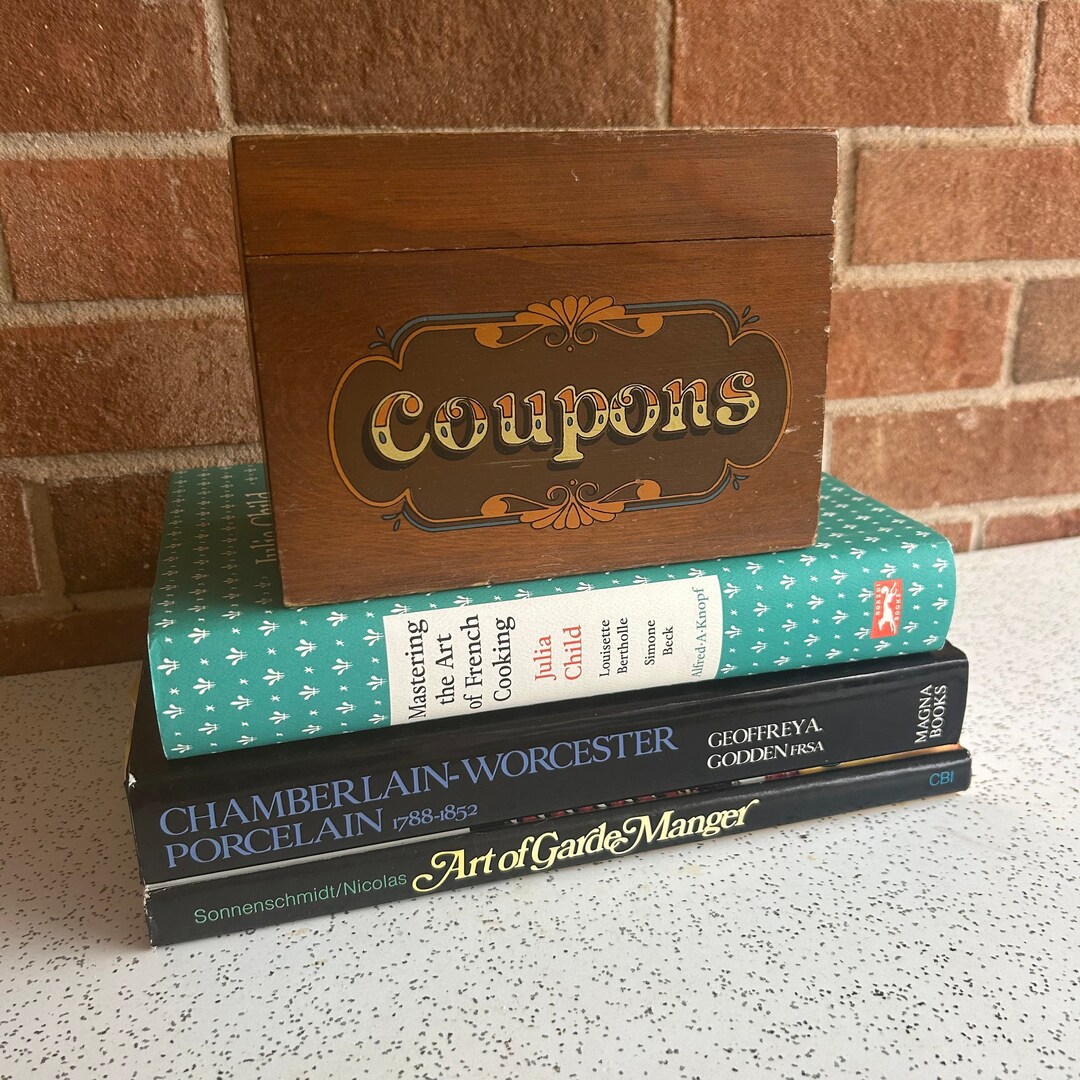 Vintage Wood Coupon Box With Hinged Lid, 1970s Coupon Saver Box ...