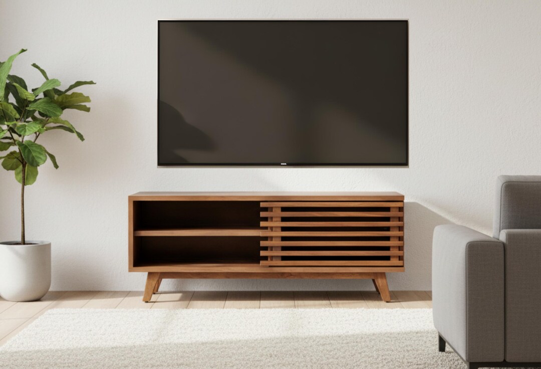 Handcrafted Mango Wood Media Table | Modern Minimalist TV Stand ...