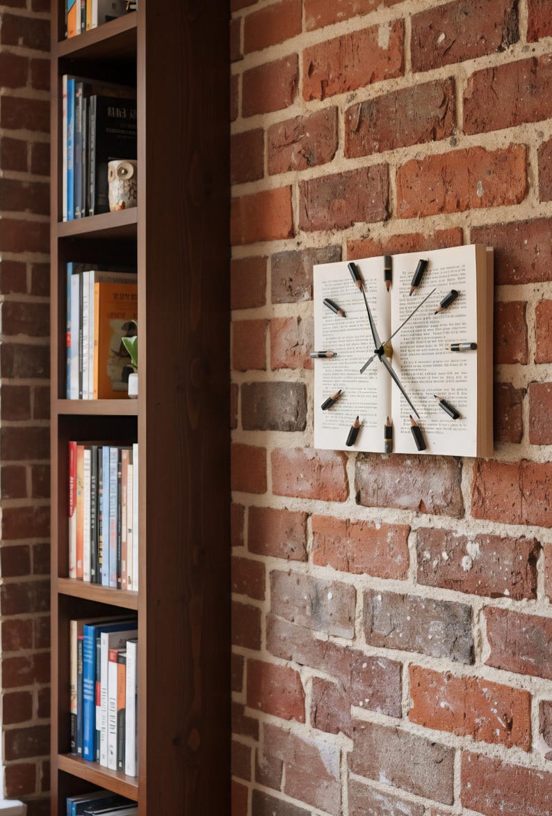 Book Clock With Pencils, Library Decor, Student Gift - Etsy