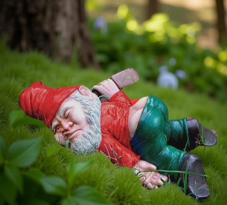 Funny Drunk Dwarf Garden Gnome Rude Passed Out Statue Resin Outdoor ...