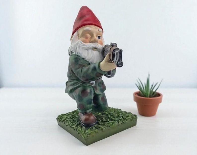 Funny Military Garden Gnome With Toy Gun - Resin Army Gnome Decor - Etsy UK