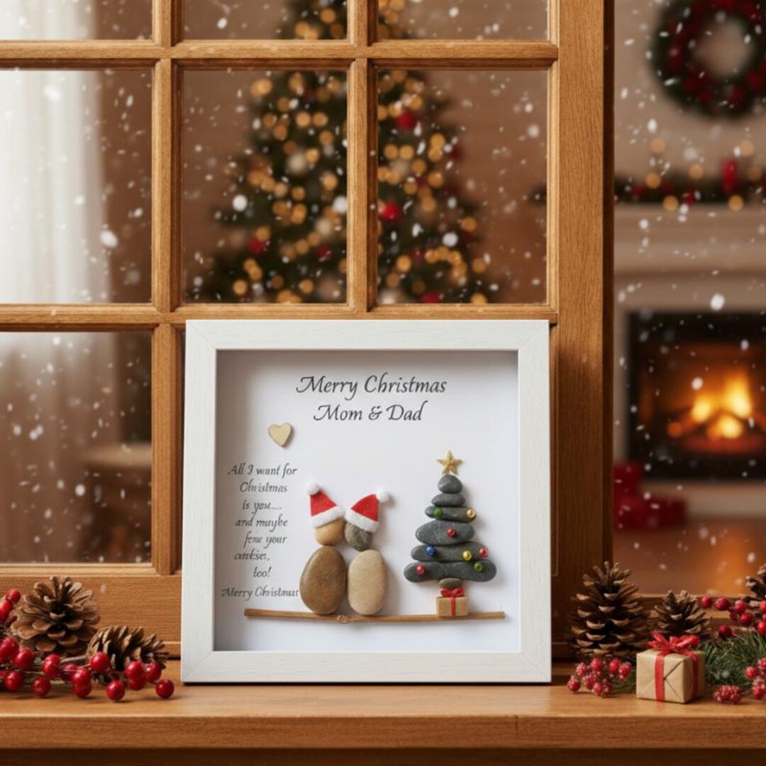 Pebble Art Christmas Tree Frame, Funny Mom & Dad Gift - Etsy