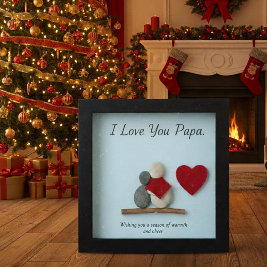 Personalized Pebble Art Frame for Papa: "i Love You Papa" Gift | Unique ...