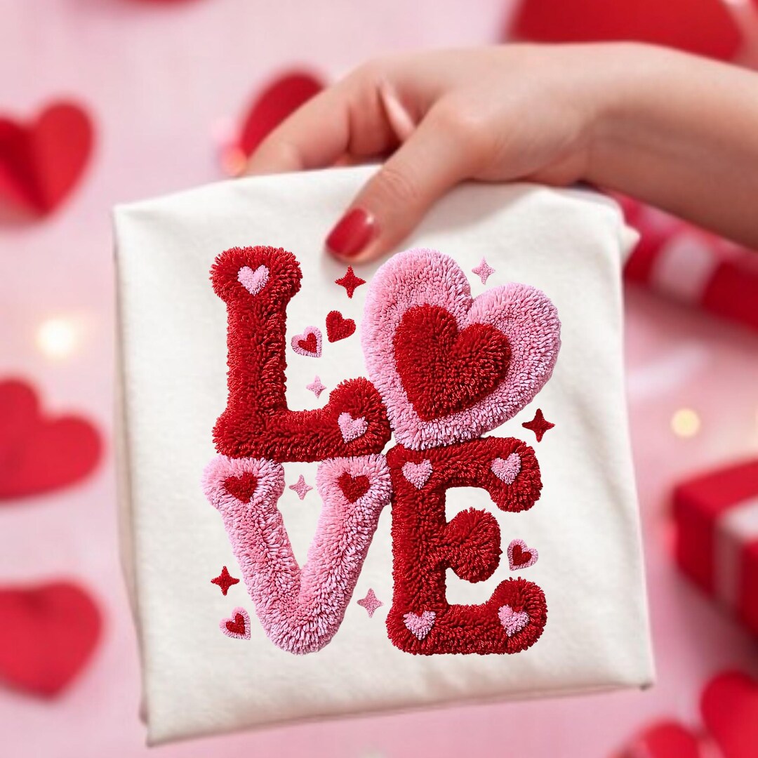 Furry LOVE PNG, Chenille Patch Design, Fluffy Heart Love Clipart ...