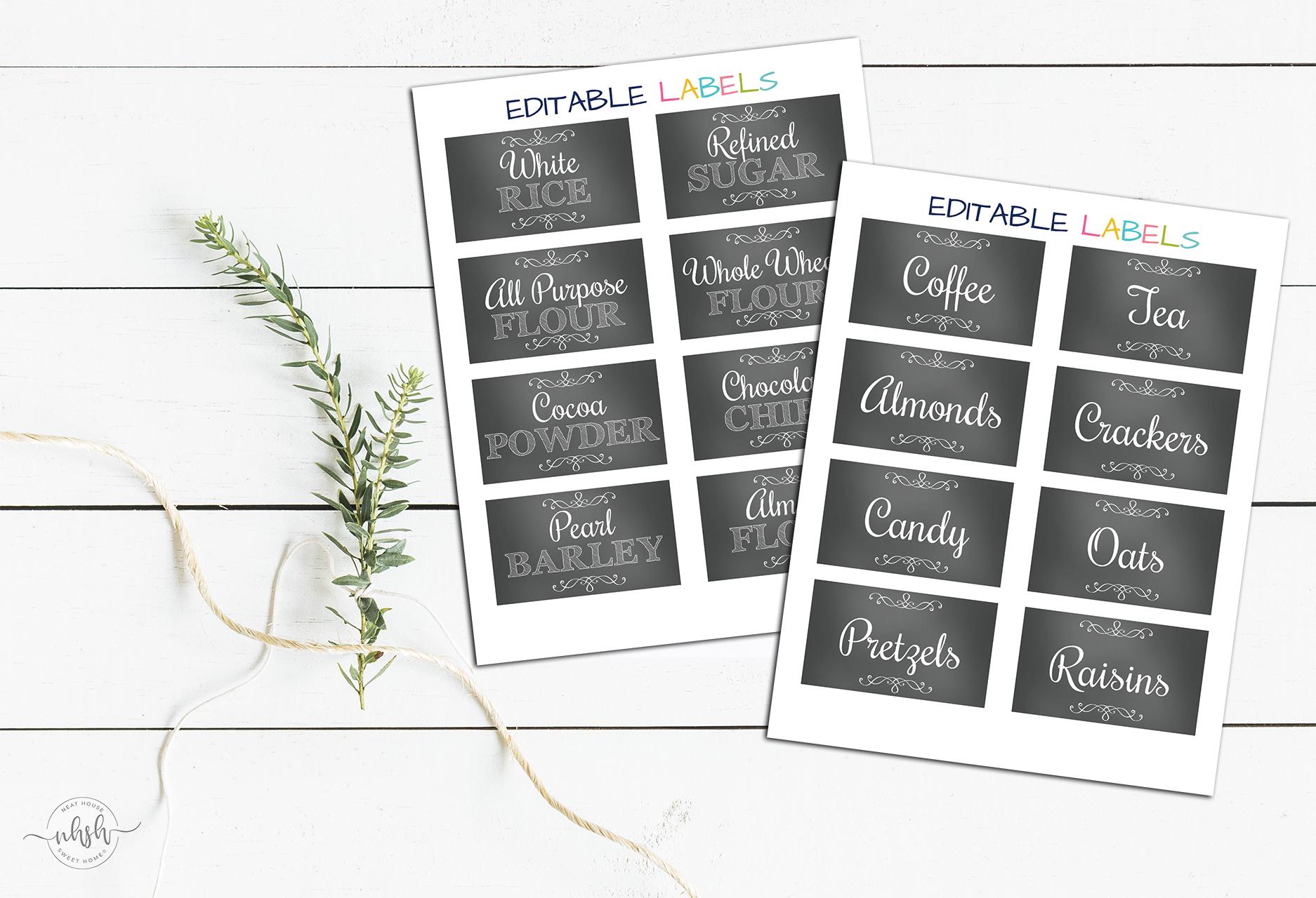 Editable Labels for Organizing Kitchen, Bathroom, Closets, Type and ...