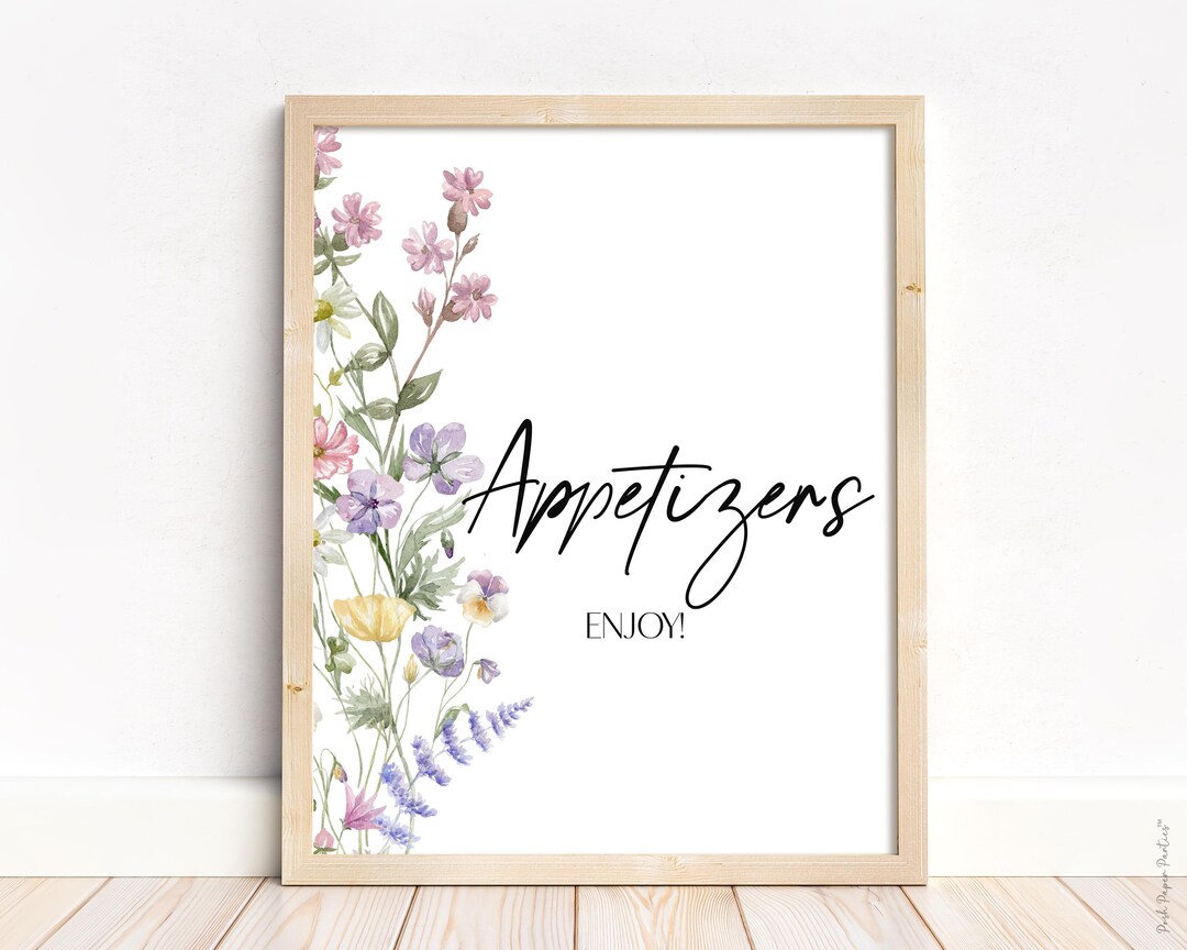 Appetizers, Food, Brunch, or Lunch Sign, Baby in Bloom, Wildflower Baby ...