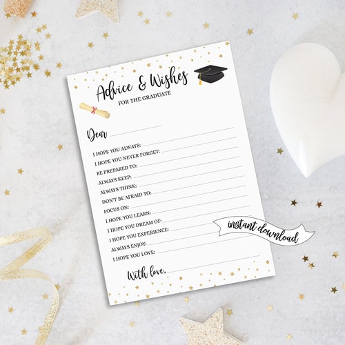Advice for the Graduate Cards Printable Graduation Keepsake - Etsy