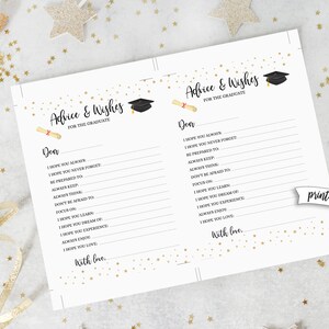 Advice and Wishes for the Graduate • Printable 5x7 Cards • Instant ...