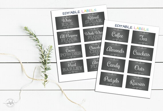 Editable Chalkboard Labels - Instant Download - Edit and Print ...