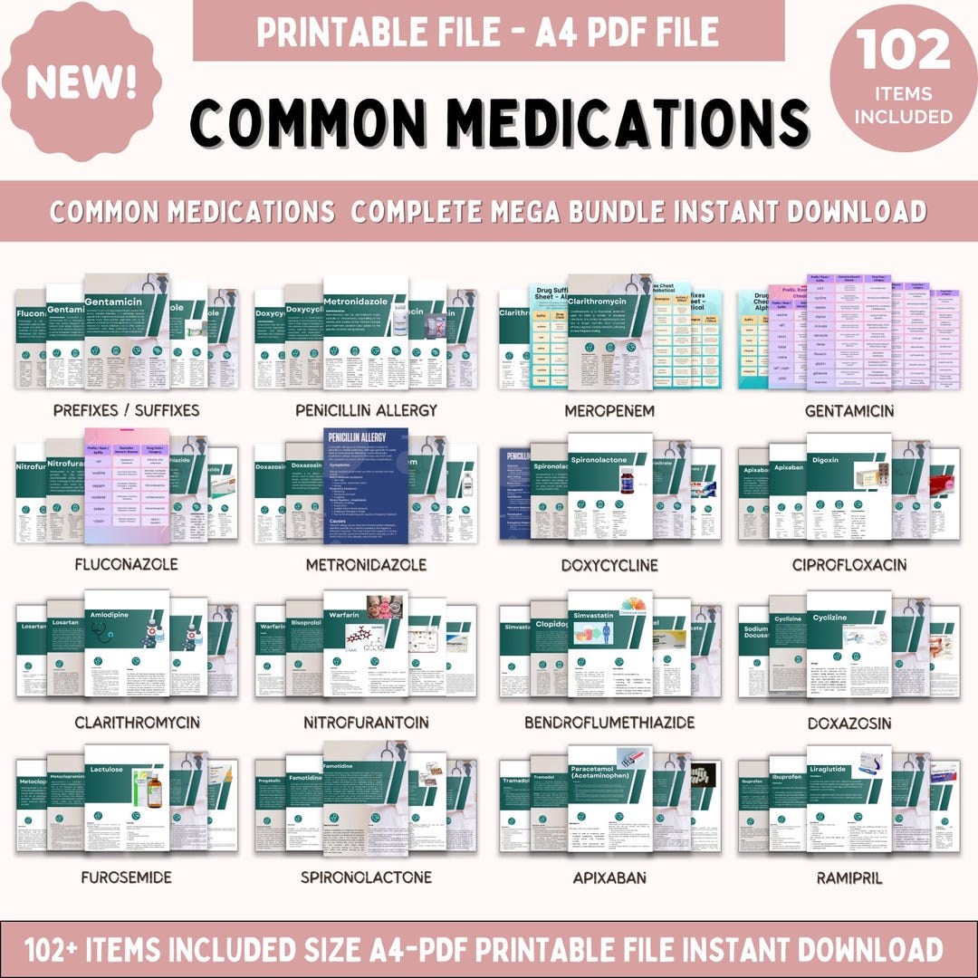 Common Medications Mega Bundle | Medication Administration | Nclex ...