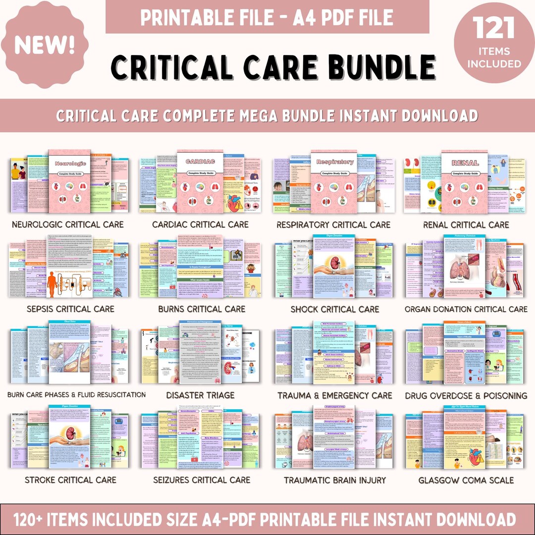 120+ Critical Care Bundle, 35+ Topics, Updated 2025-26, ICU Nurse Tools ...